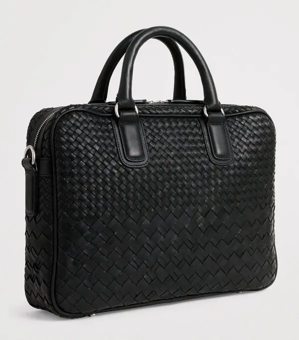 Officine Creative Leather Woven Armor Briefcase