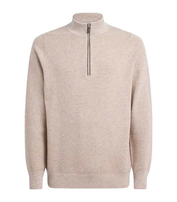 N.peal Cashmere Quarter-zip Sweater - Beige