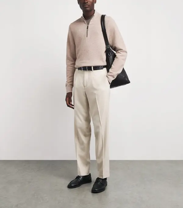 N.peal Cashmere Quarter-zip Sweater - Beige