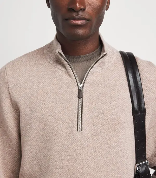 N.peal Cashmere Quarter-zip Sweater - Beige