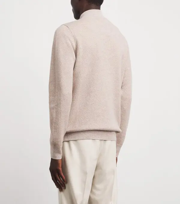 N.peal Cashmere Quarter-zip Sweater - Beige