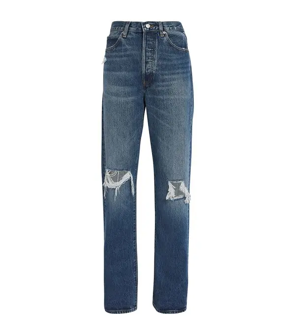 FRAME Distressed The Vertical Straight Jeans