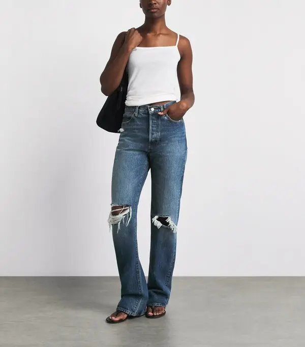 FRAME Distressed The Vertical Straight Jeans