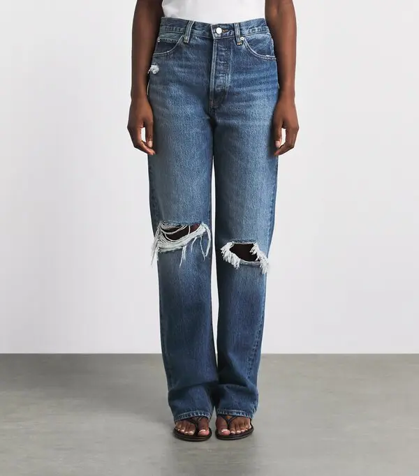 FRAME Distressed The Vertical Straight Jeans