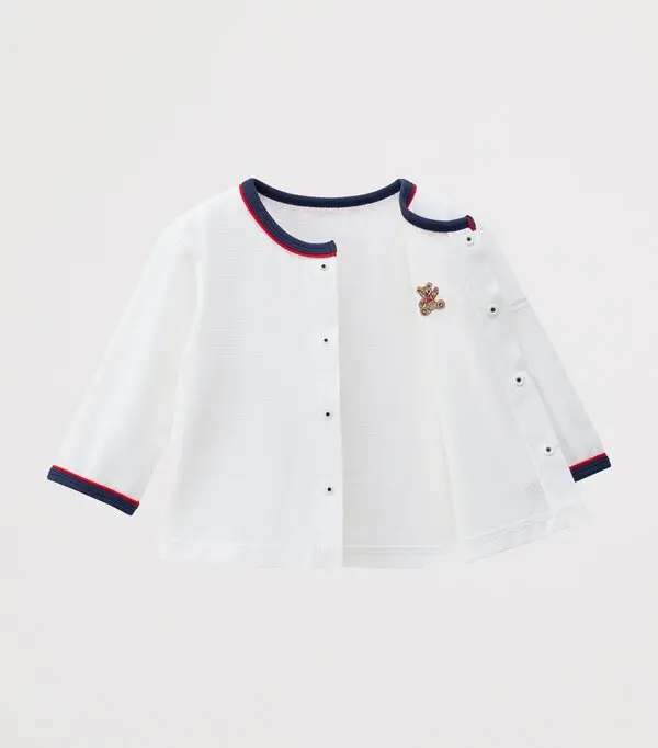 MIKI HOUSE Cotton Embroidered Teddy Cardigan