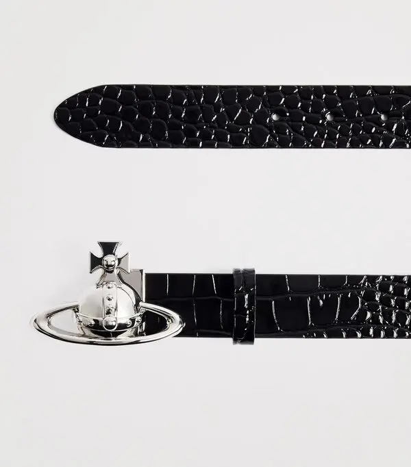 VIVIENNE WESTWOOD Croc-embossed Leather Orb Belt