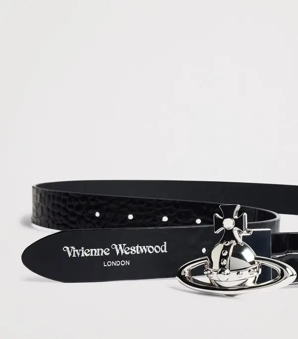 VIVIENNE WESTWOOD Croc-embossed Leather Orb Belt
