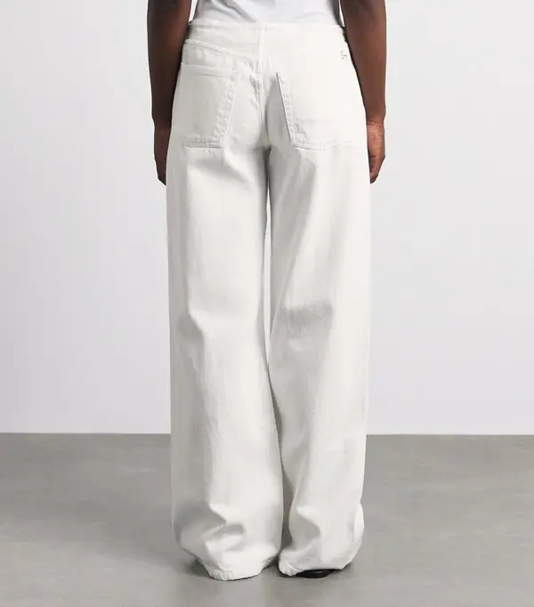 Still Here Drawstring Sport Wide-leg Jeans - Ivory