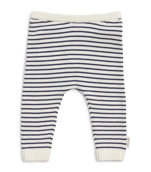 Harrods Cotton Knitted Stripe Bear Trousers