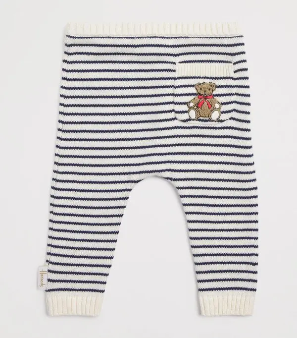 Harrods Cotton Knitted Stripe Bear Trousers