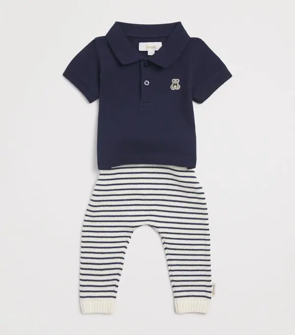 Harrods Cotton Knitted Stripe Bear Trousers