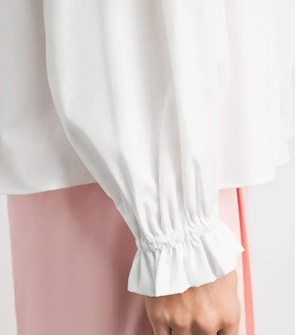La DoubleJ Cotton High Neck Blouse With Detachable Neck Tie