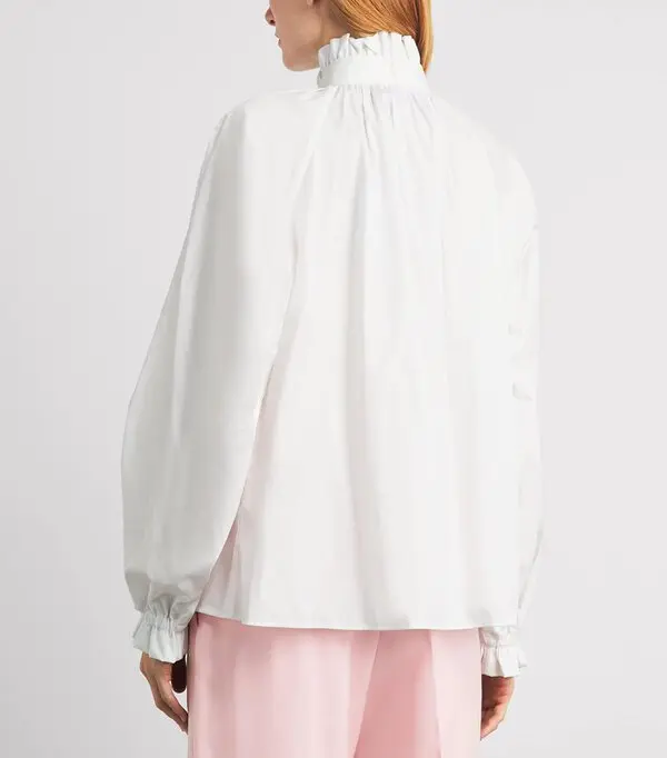 La DoubleJ Cotton High Neck Blouse With Detachable Neck Tie