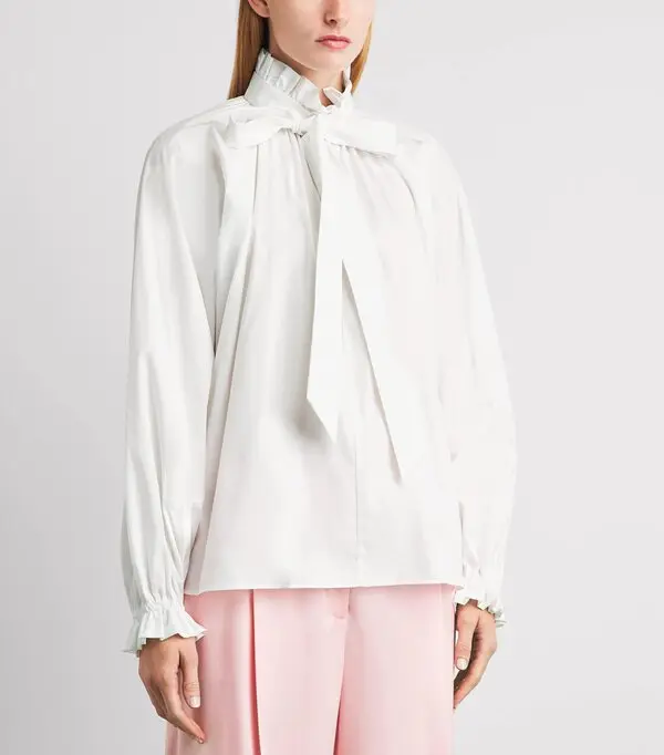 La DoubleJ Cotton High Neck Blouse With Detachable Neck Tie