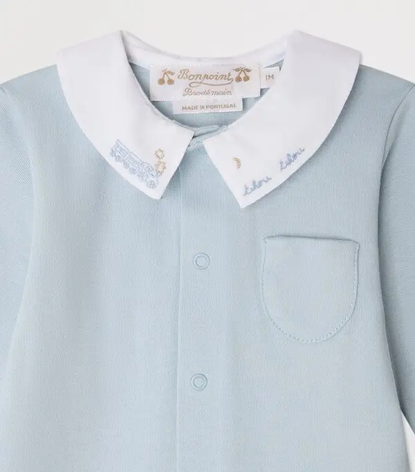 Bonpoint Cotton Embroidered Collar Playsuit