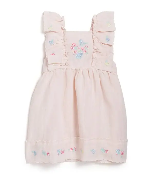 TARTINE ET CHOCOLAT Linen Embroidered Dress - Pink