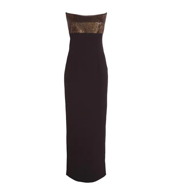 Roland Mouret Embellished Off-the-shoulder Gown - Brown