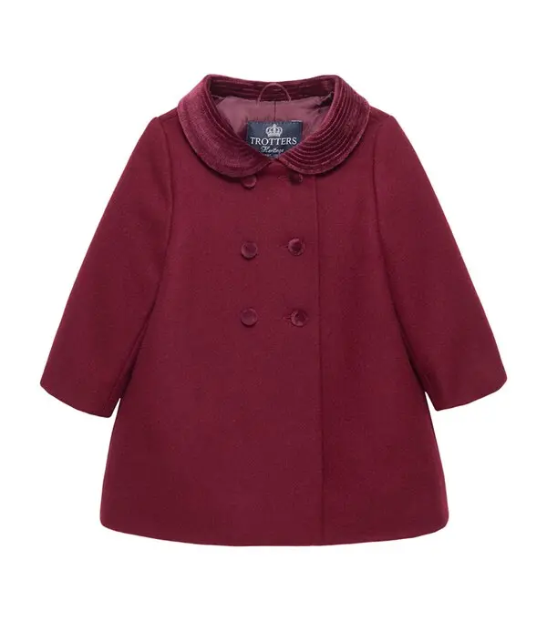 Trotters Wool Double-breasted Classic Coat - Red