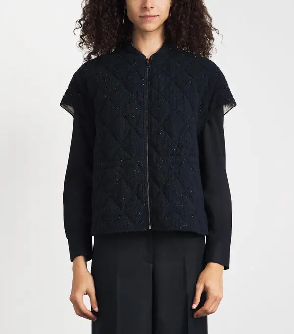 Fabiana Filippi Quilted Sleeveless Gilet With Sequins