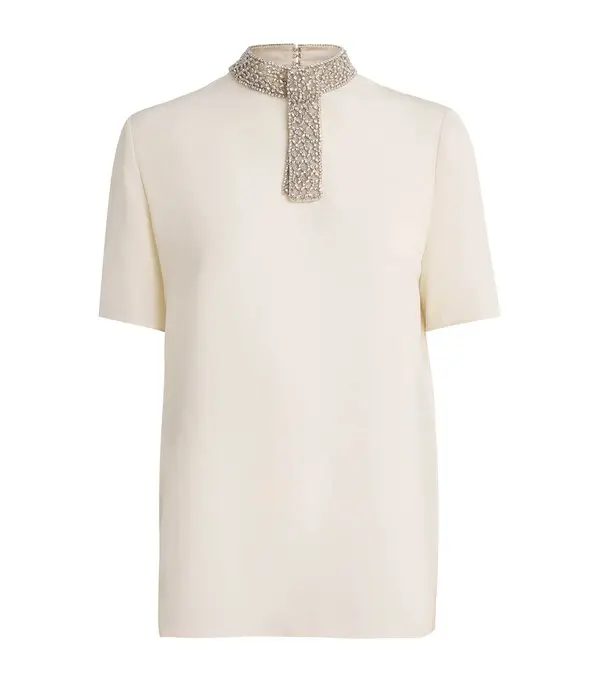 Valentino Garavani Silk Embroidered Top - Nude