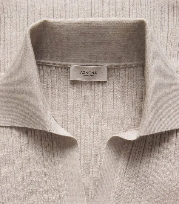 Agnona Cashmere-wool-silk Open-collar Polo Sweater