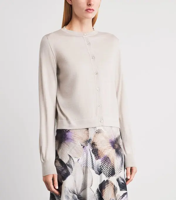 Agnona Wool-silk-cashmere Fine Knit Cardigan