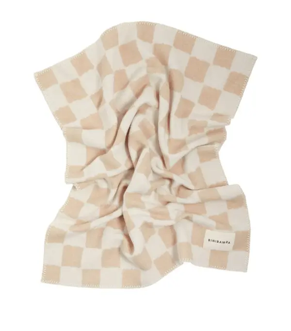 BINIBAMBA Merino Wool Chequerboard Blanket - Beige