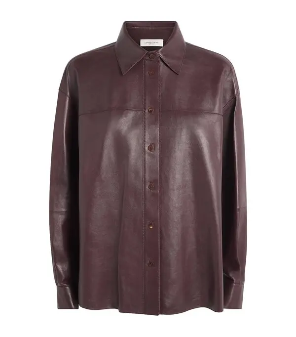 Lafayette 148 New York Leather Oversized Cropped Shirt