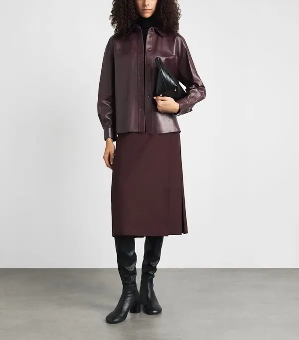 Lafayette 148 New York Leather Oversized Cropped Shirt