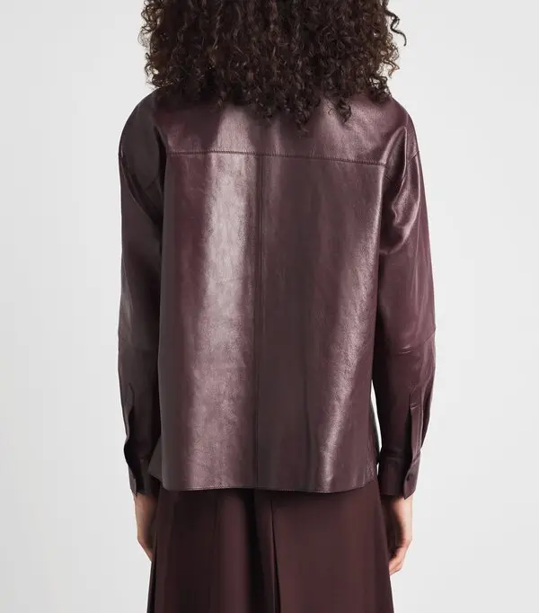 Lafayette 148 New York Leather Oversized Cropped Shirt