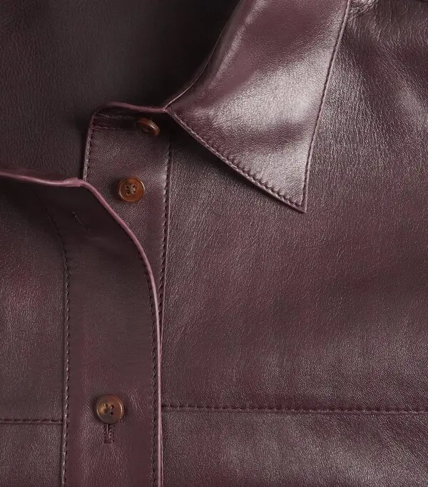 Lafayette 148 New York Leather Oversized Cropped Shirt
