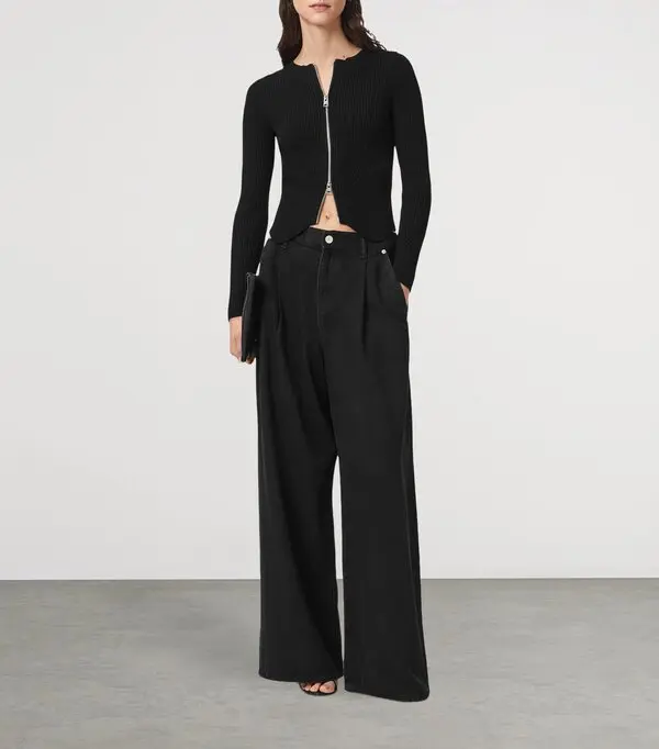 ALLSAINTS Ribbed Cruz Zip-up Cardigan - Black