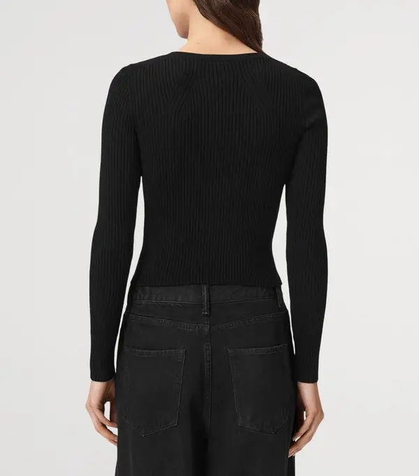 ALLSAINTS Ribbed Cruz Zip-up Cardigan - Black