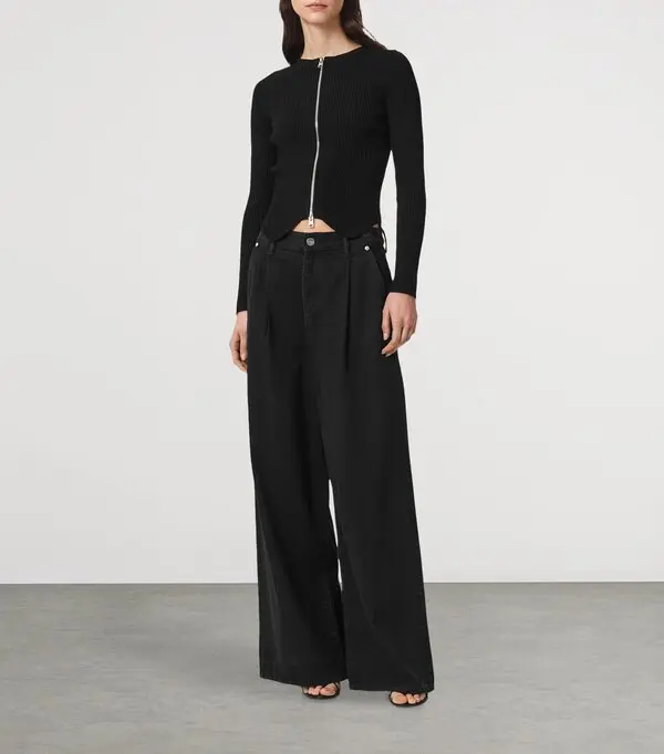 ALLSAINTS Ribbed Cruz Zip-up Cardigan - Black