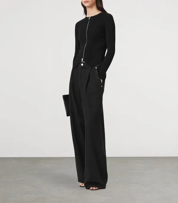 ALLSAINTS Ribbed Cruz Zip-up Cardigan - Black