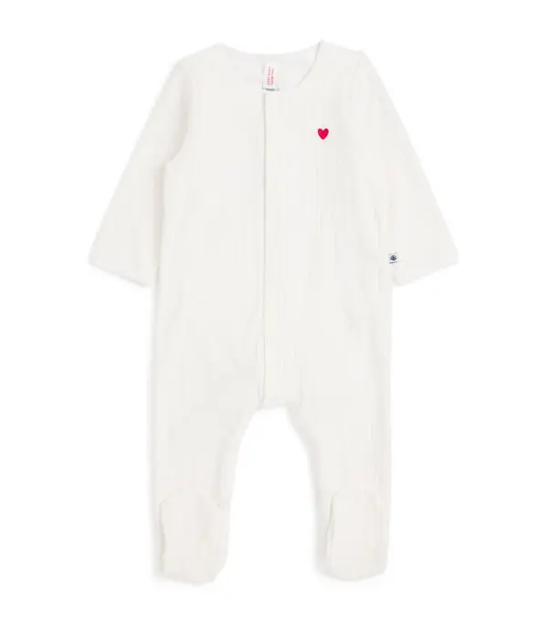 Petit Bateau Cotton Velour Heart All-in-one