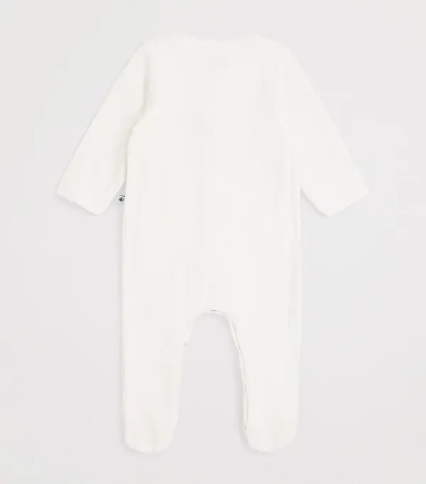 Petit Bateau Cotton Velour Heart All-in-one