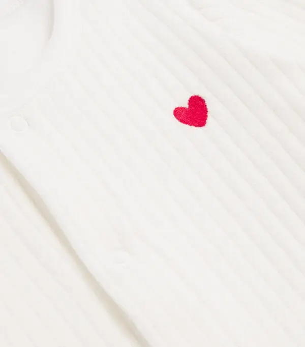 Petit Bateau Cotton Velour Heart All-in-one
