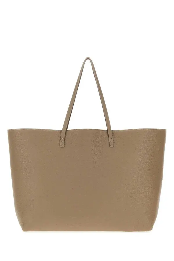 Fendi Dove Grey Leather Medium Roll Shopping Bag