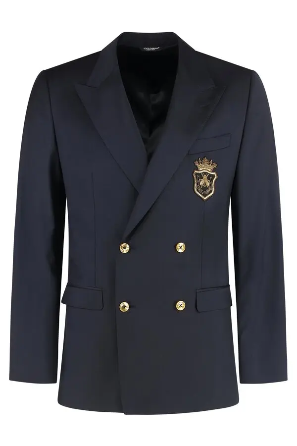 Dolce & Gabbana Double-breasted Virgin Wool Jacket With Lapel Collar