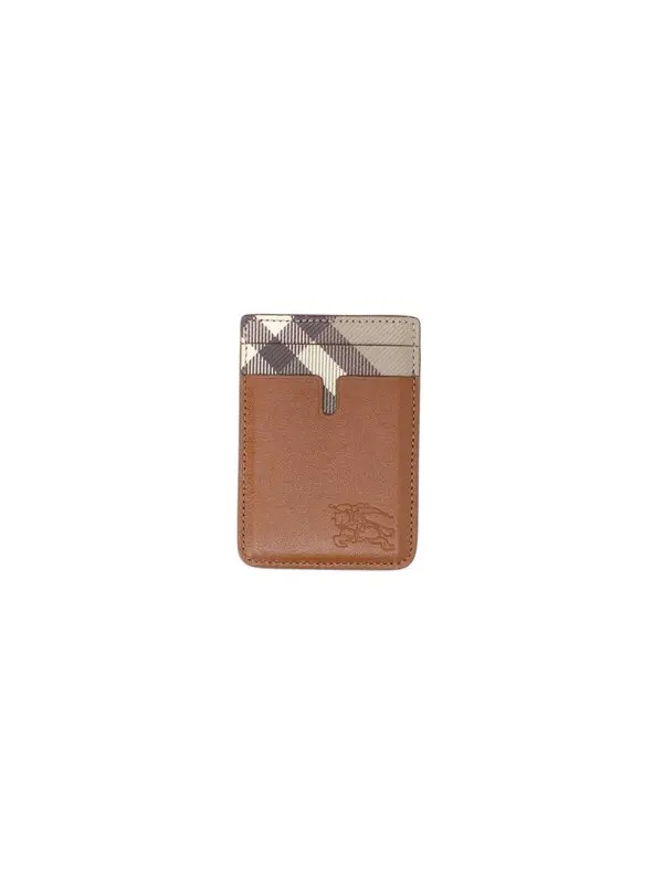 Burberry Check Trim Leather Card Holder