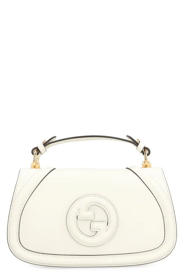 Gucci Leather Blondie Handbag 26.5 Cm X 16.5 Cm X 8.5 Cm With Gold-tone Hardware - White