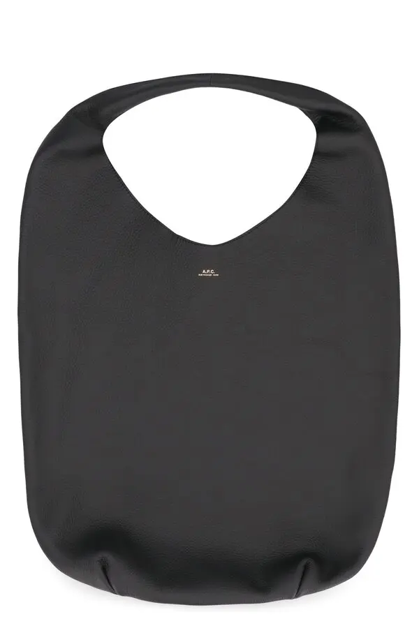 A.p.c. Neige Grainy Leather Handbag With Suede Lining, Top Handle 36 X 54 X 9 Cm