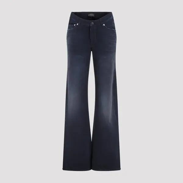 Balenciaga Curved Waist Cotton Pants - Blue