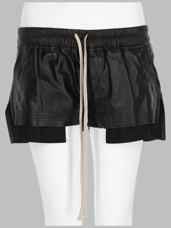 Rick Owens Drawstring Faux Leather Shorts