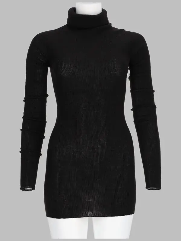 Rick Owens Fitted Ribbed Turtleneck Sweater Dress