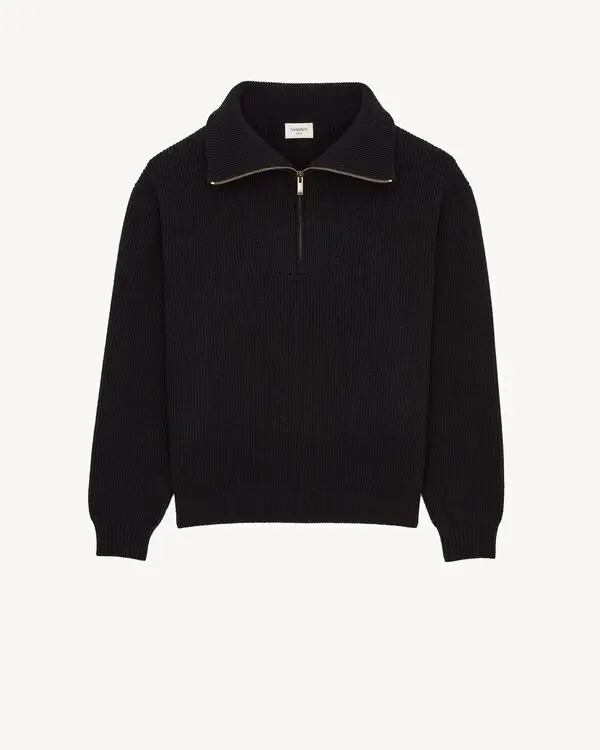 Saint Laurent Truck-driver Collar Zip-up Sweater