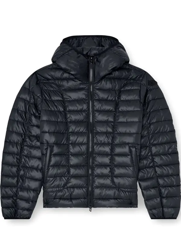 DIESEL® Hooded Zip-up Sleeveless Down Jacket With Logo Patch