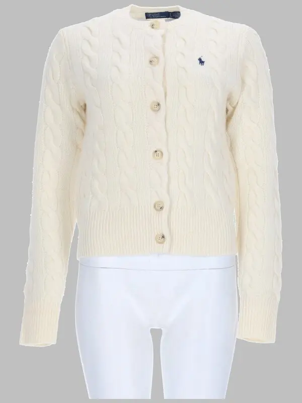 Polo Ralph Lauren Cable-knit Button-front Cardigan - White