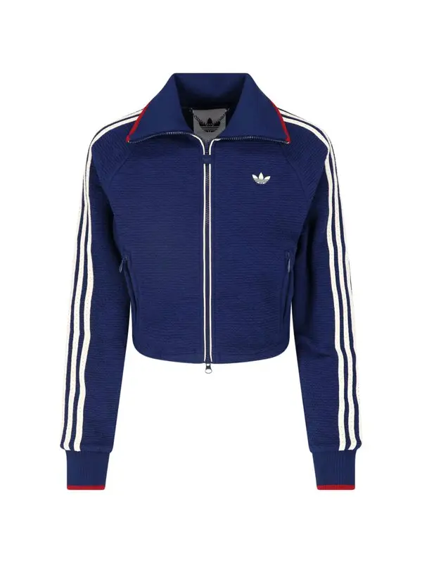 Adidas Cropped Track Jacket With Stand Collar - Blue
